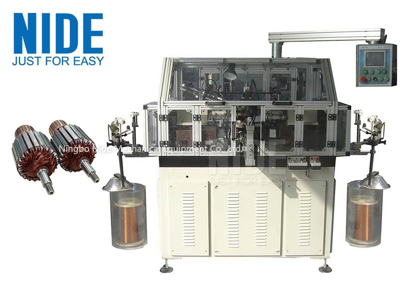 Semi Auto Double Flyer Armature Winding Machine Reliable , PLC Controlled